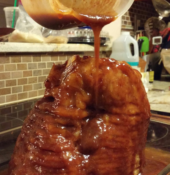 Flaming Fruit Sauce Glazed Ham